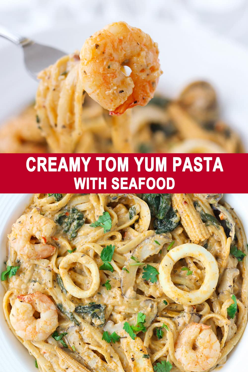 Creamy Tom Yum Pasta - Thai and Italian fusion pasta! - That Spicy Chick