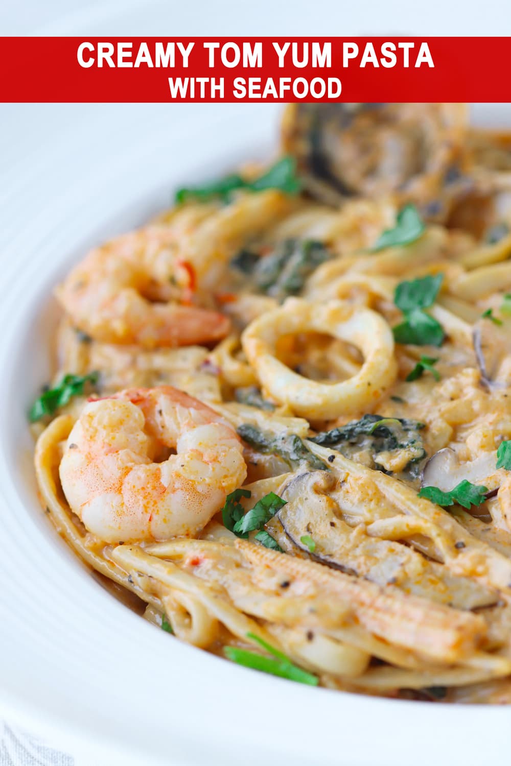 Creamy Tom Yum Pasta - Thai and Italian fusion pasta! - That Spicy Chick