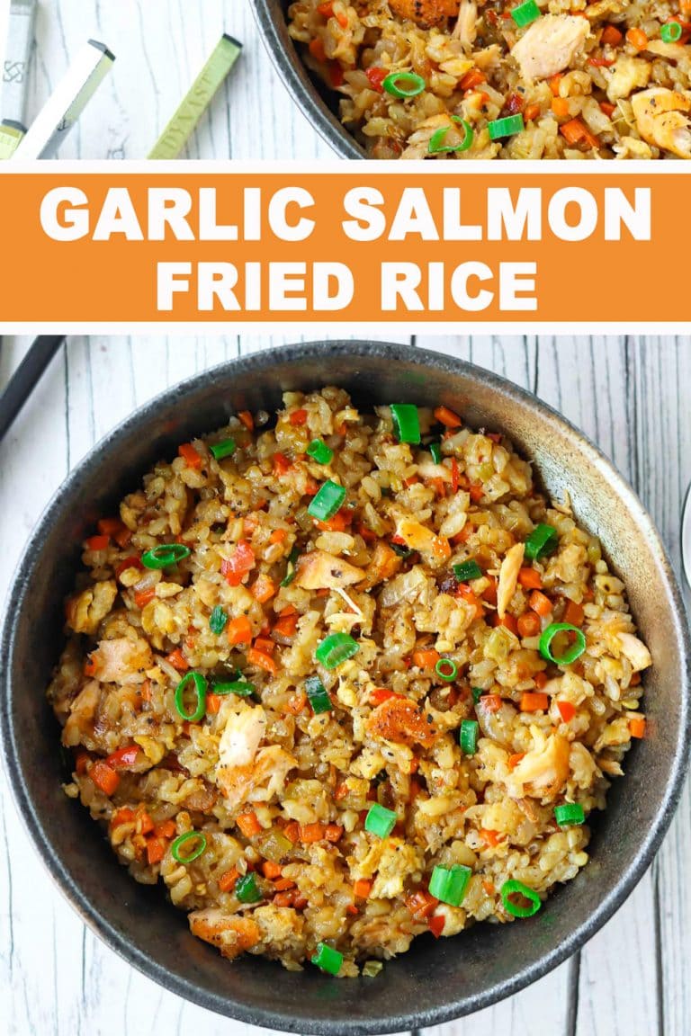 Garlic Salmon Fried Rice (easy weeknight dinner!) - That Spicy Chick