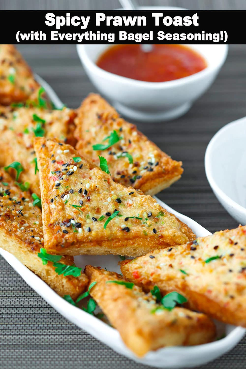 Spicy Prawn Toast (with Everything Bagel Seasoning!) - That Spicy Chick