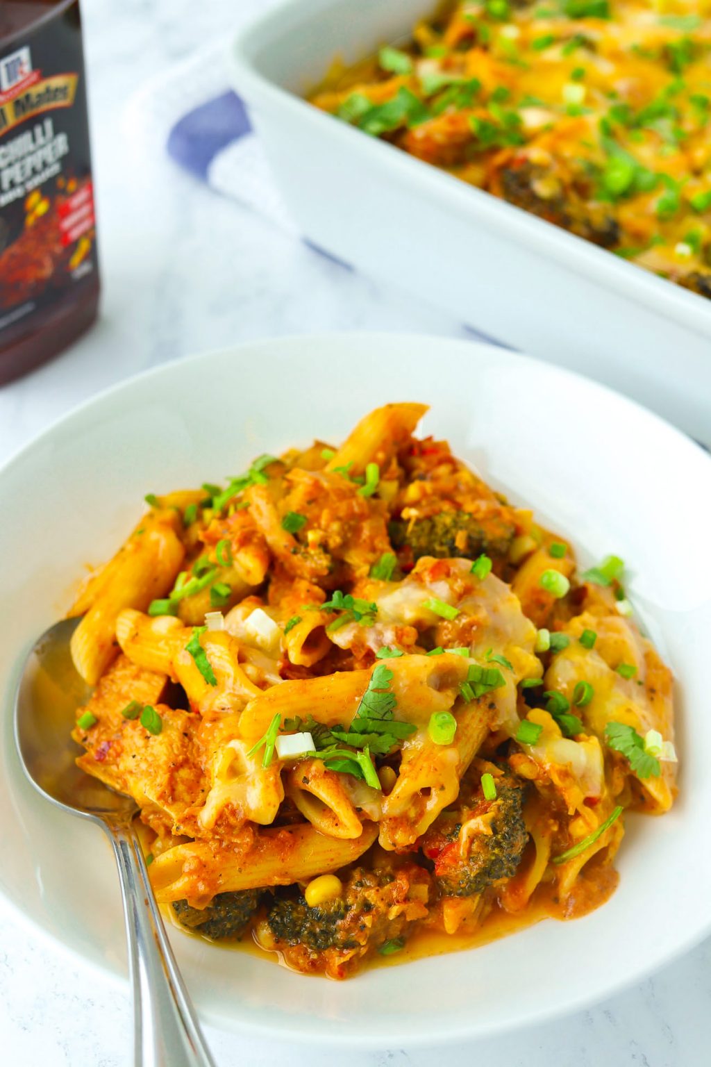 Spicy BBQ Chicken Pasta (Easy, spicy, cheesy dinner!) - That Spicy Chick
