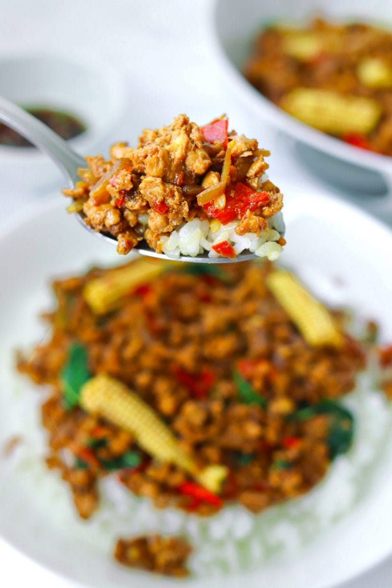 Thai Holy Basil Chicken (Pad Kra Pow Gai) - That Spicy Chick