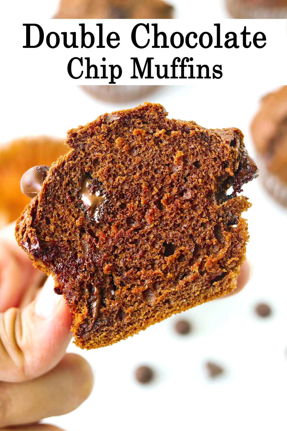 Double Chocolate Chip Muffins (super soft and moist!) - That Spicy Chick
