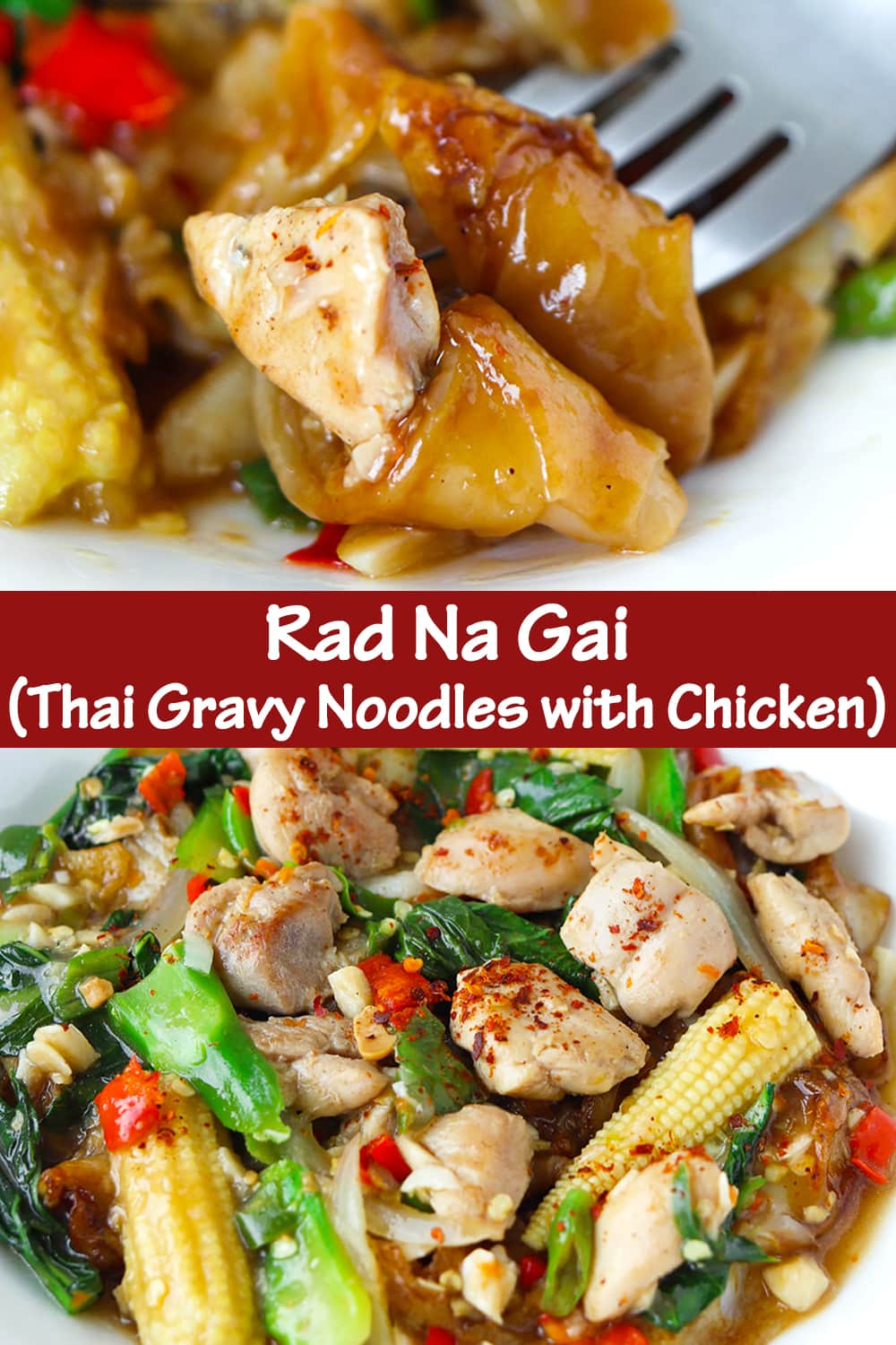 Rad Na Gai (Thai Gravy Noodles with Chicken) - That Spicy Chick