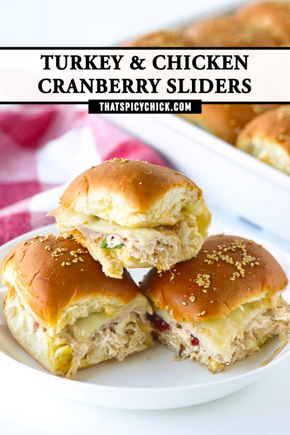 Turkey and Chicken Cranberry Sliders - That Spicy Chick