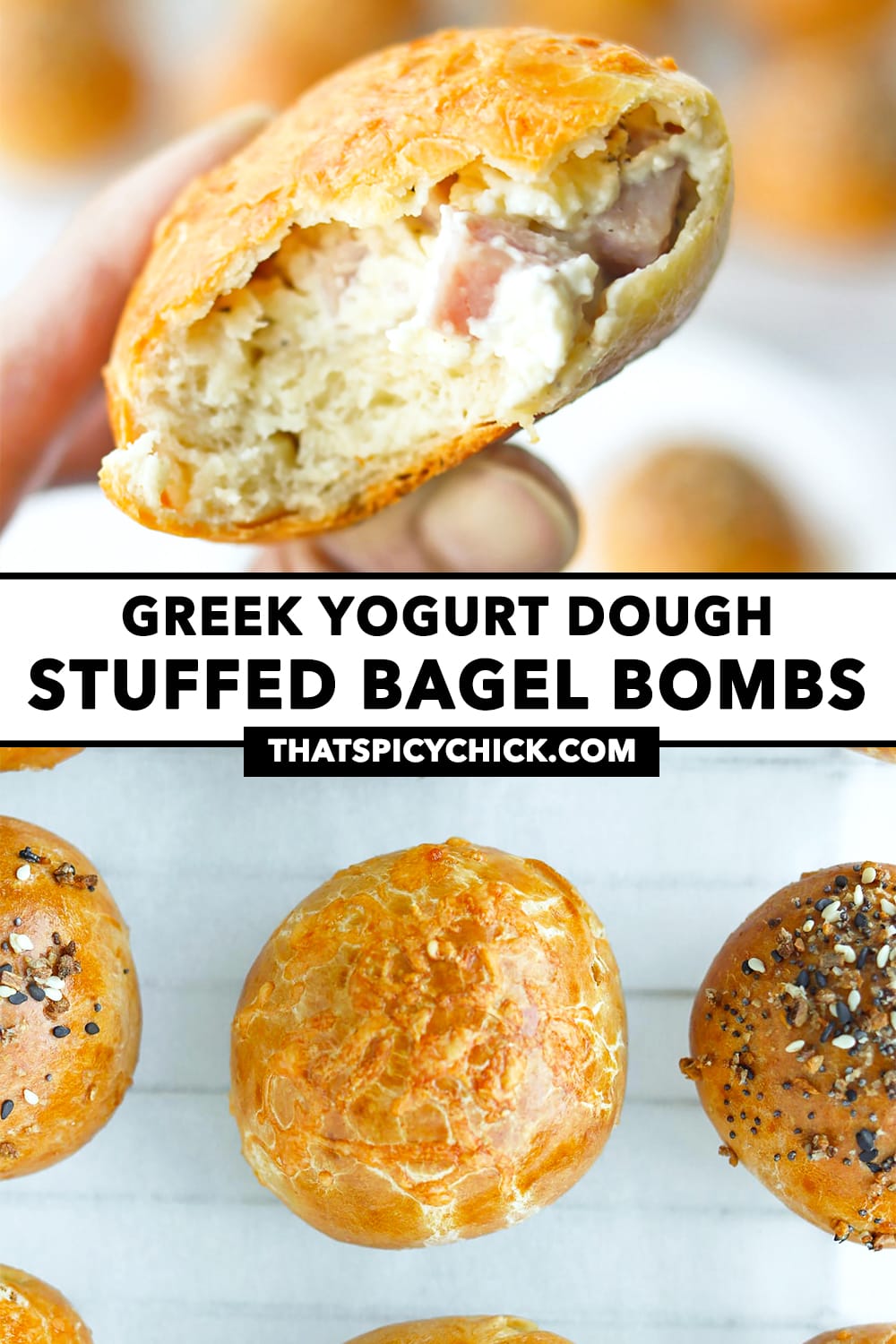 Stuffed Bagel Bombs (made with Greek Yogurt Dough!) - That Spicy Chick