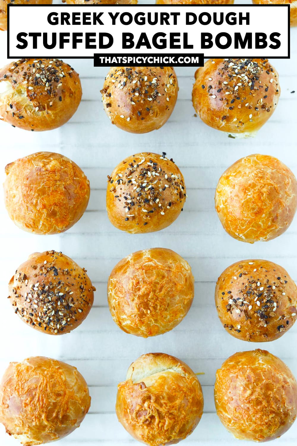 Stuffed Bagel Bombs (made with Greek Yogurt Dough!) - That Spicy Chick