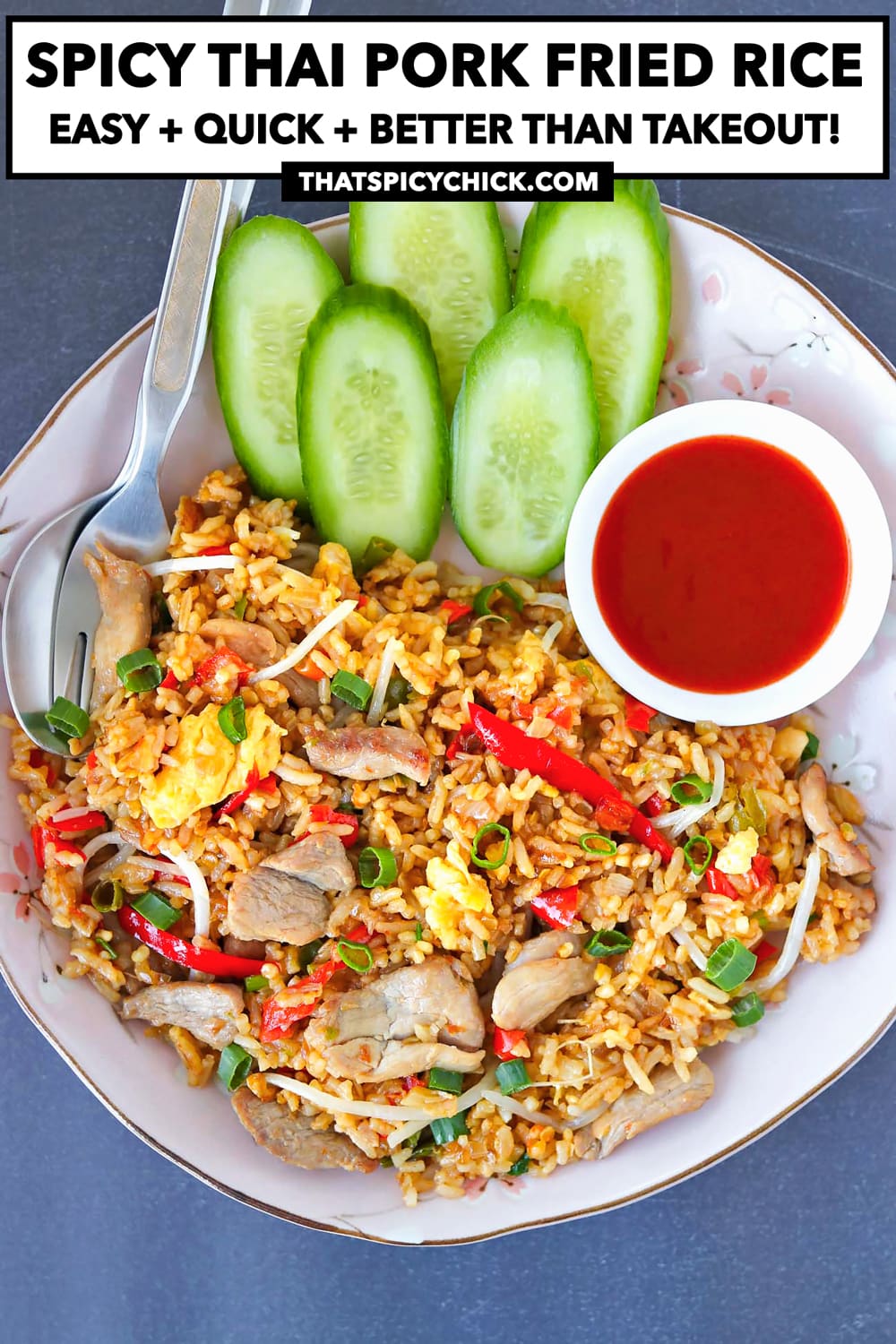 Spicy Thai Pork Fried Rice (30 minute one wok wonder!) - That Spicy Chick