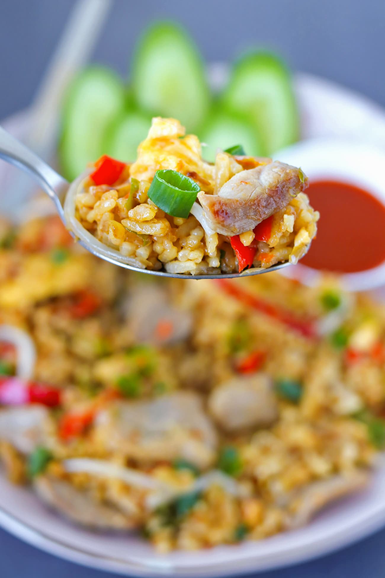Spicy Thai Pork Fried Rice (30 minute one wok wonder!) - That Spicy Chick