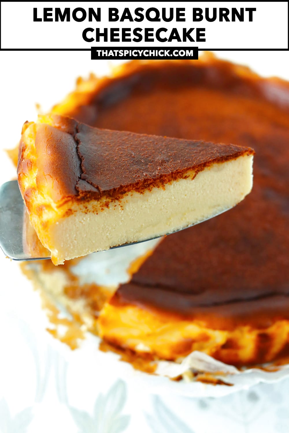 Lemon Basque Burnt Cheesecake - That Spicy Chick