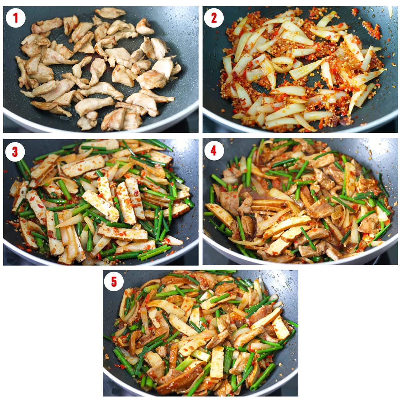 Stir-fried Garlic Scapes with Pork & Tofu - That Spicy Chick