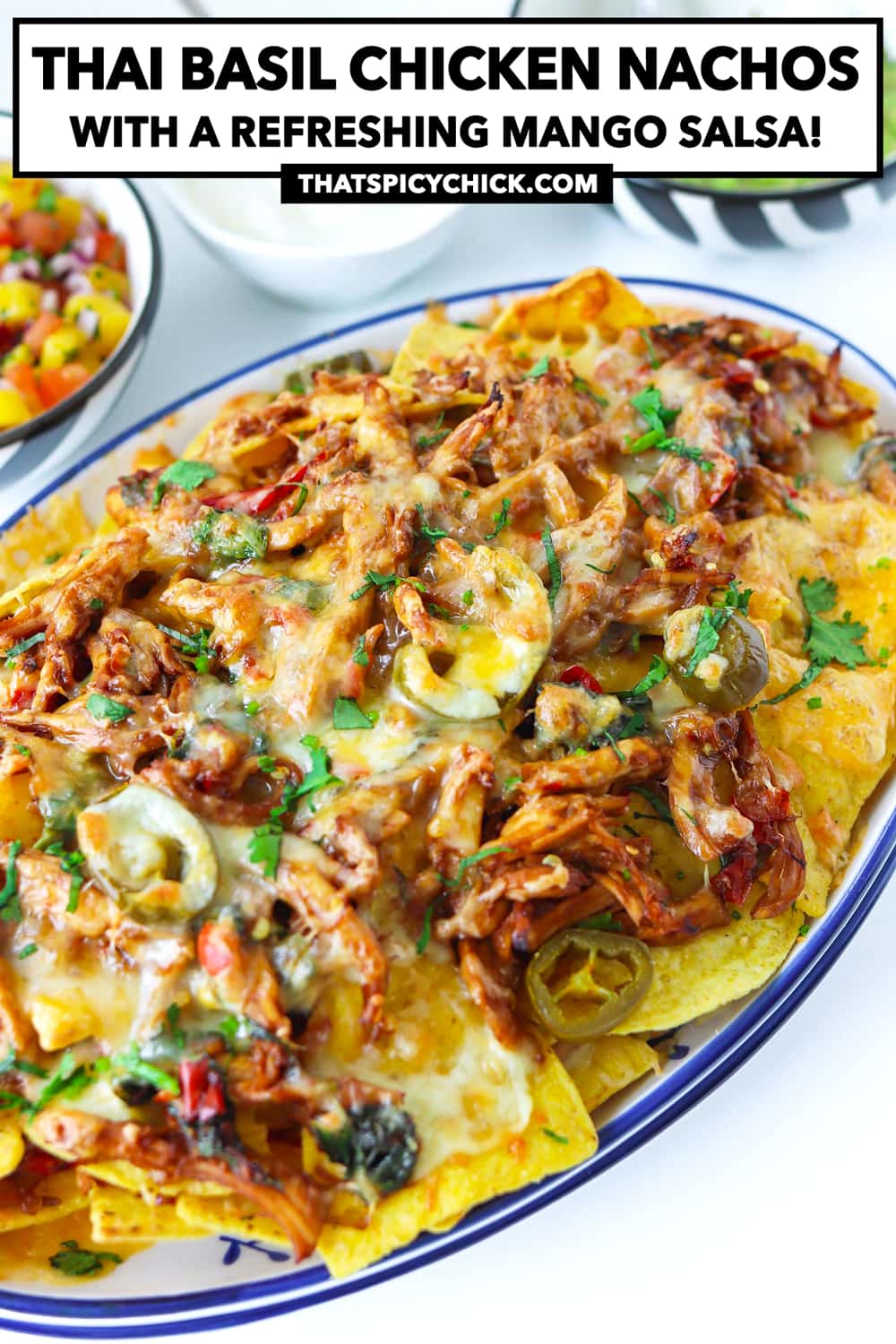 Thai Basil Chicken Nachos (Pad Kra Pow Nachos!) - That Spicy Chick