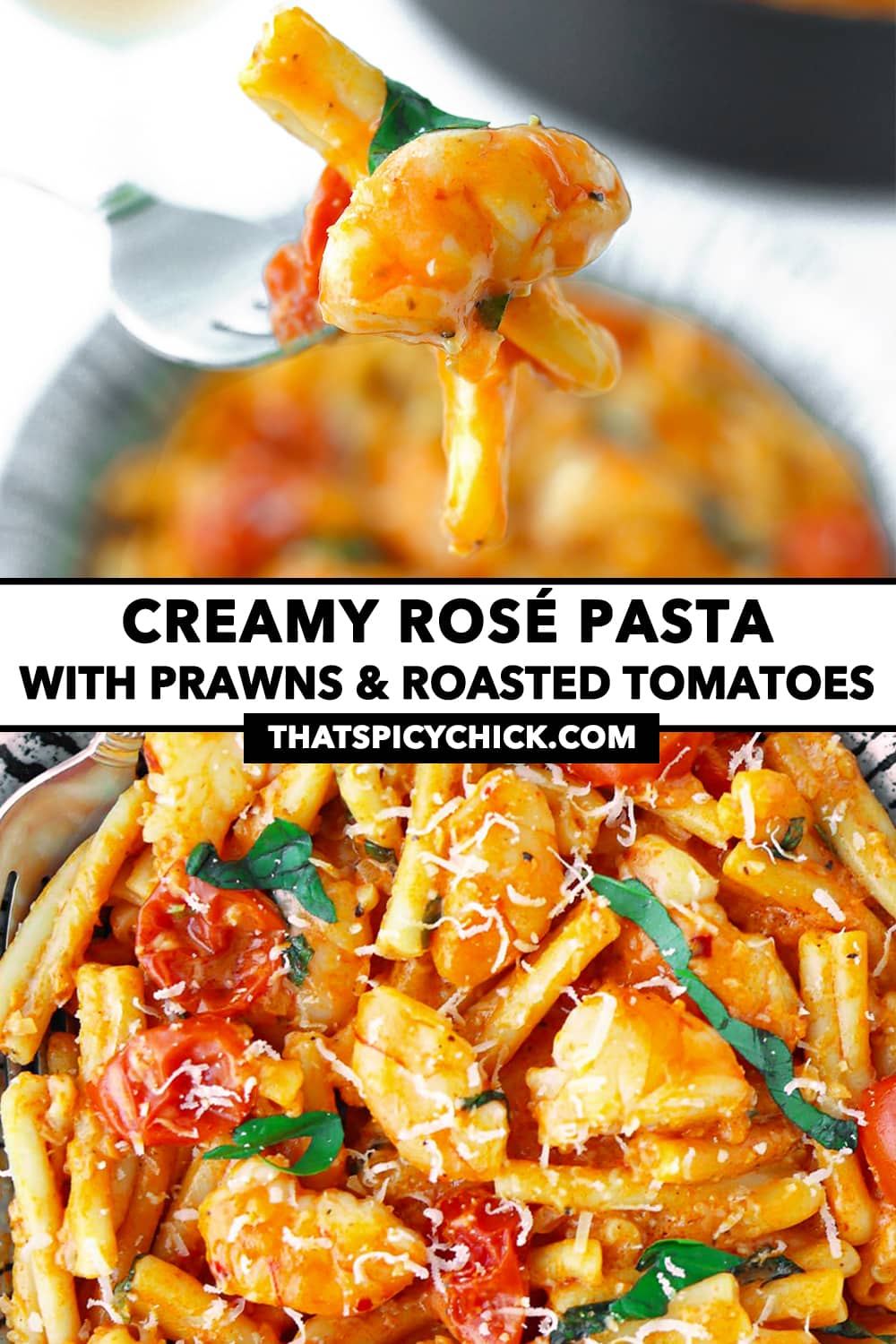 Creamy Rosé Pasta with Prawns - That Spicy Chick