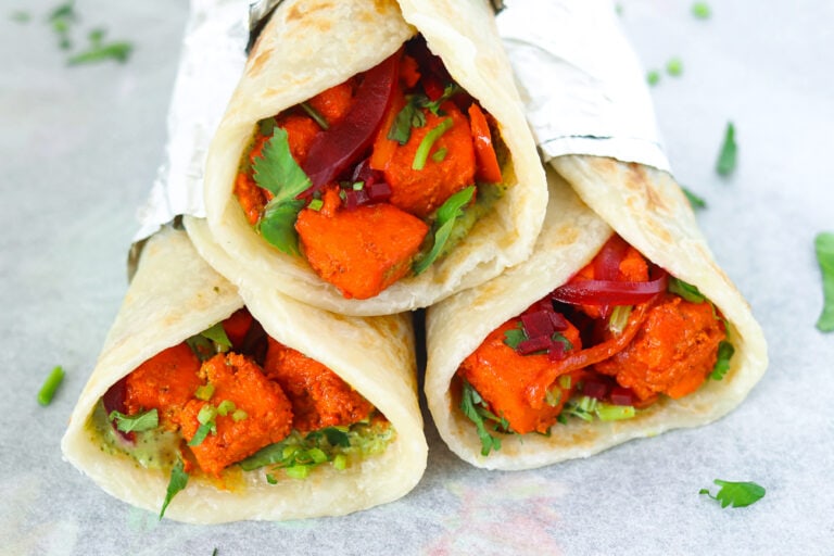 Paneer Tikka Kathi Rolls (Spicy Indian Paneer Wraps!) - That Spicy Chick