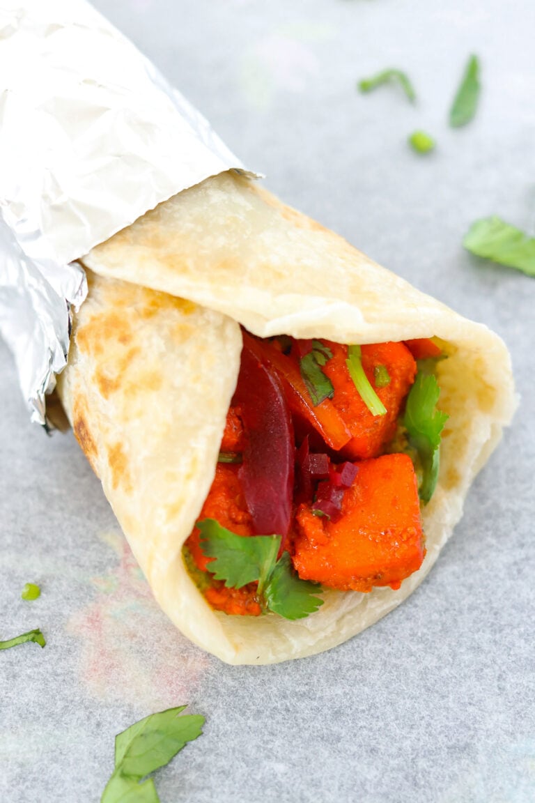 Paneer Tikka Kathi Rolls (Spicy Indian Paneer Wraps!) - That Spicy Chick