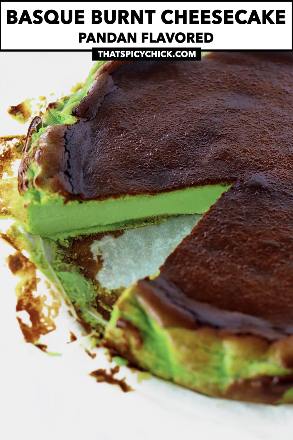 Pandan Basque Burnt Cheesecake - That Spicy Chick