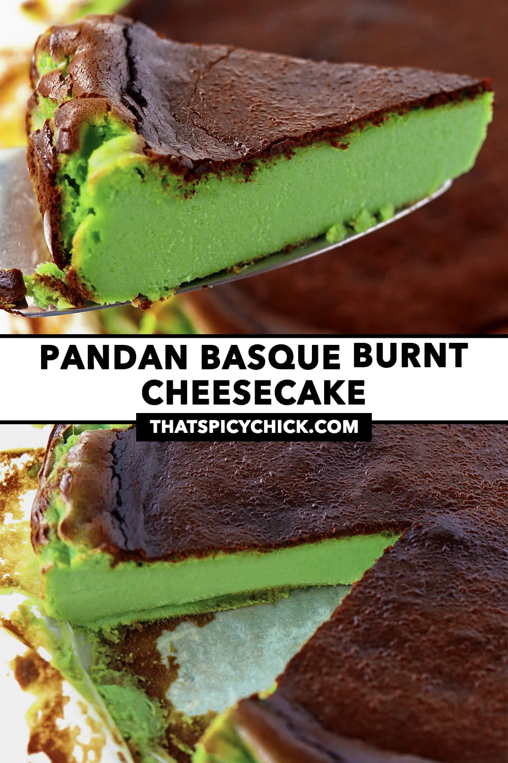 Pandan Basque Burnt Cheesecake - That Spicy Chick