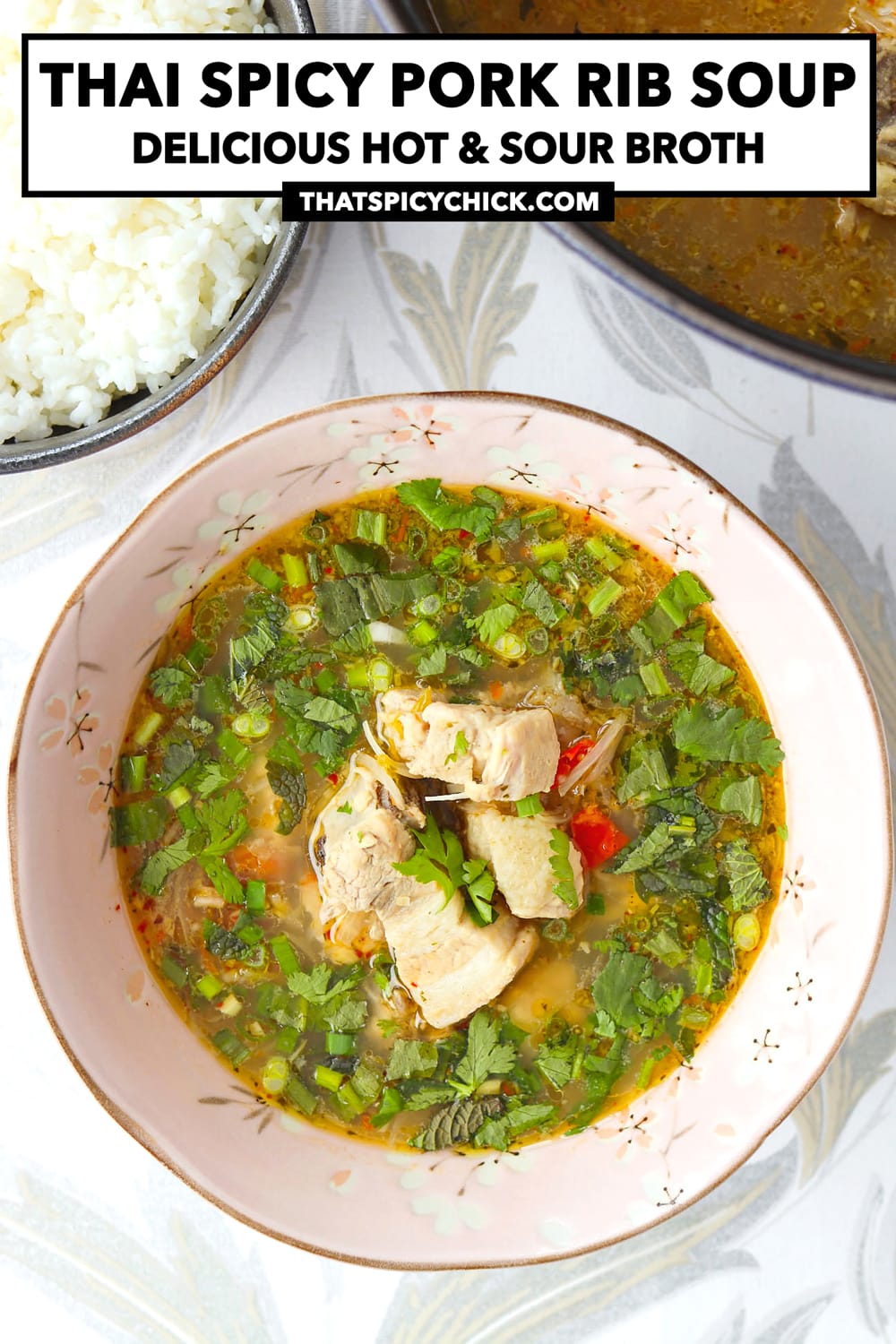 Thai Spicy Pork Rib Soup (Tom Saap Hot & Sour Pork Soup) - That Spicy Chick