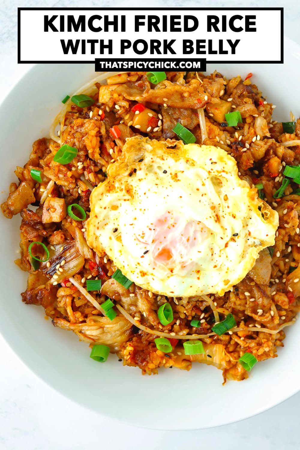 Kimchi Fried Rice with Pork Belly (30 minute recipe!) - That Spicy Chick