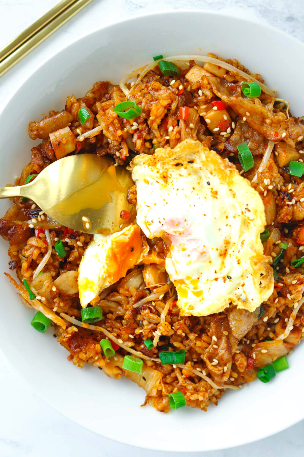 Kimchi Fried Rice with Pork Belly (30 minute recipe!) - That Spicy Chick