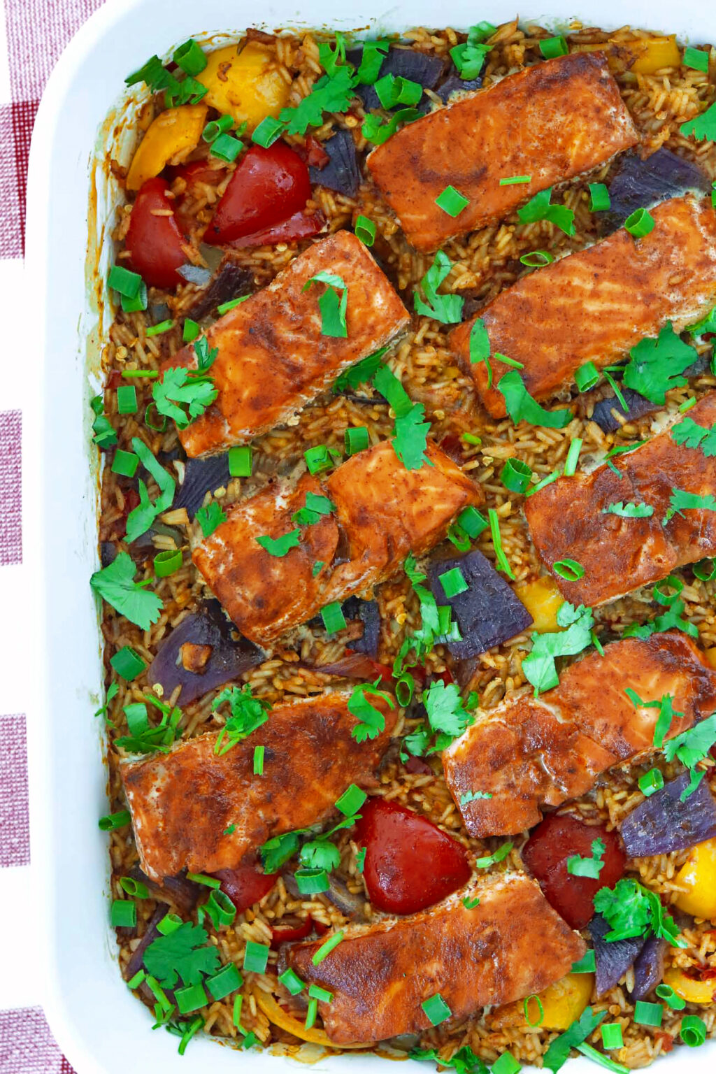 Thai Chili Jam Salmon & Rice Bake (Easy Recipe!) - That Spicy Chick