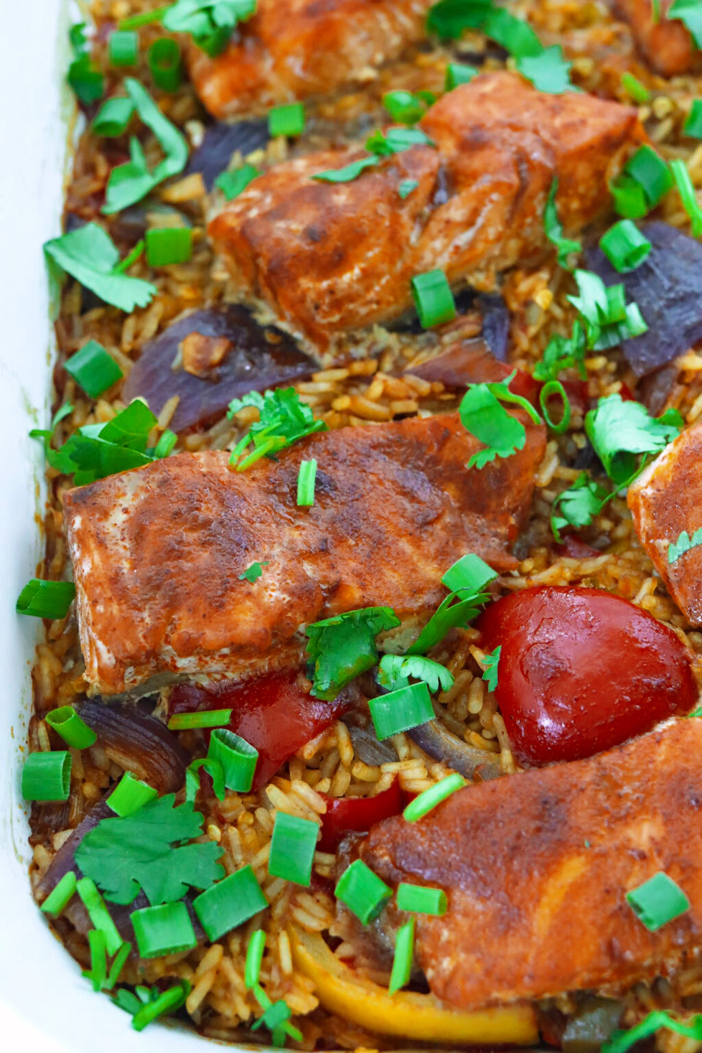 Thai Chili Jam Salmon & Rice Bake (Easy Recipe!) - That Spicy Chick