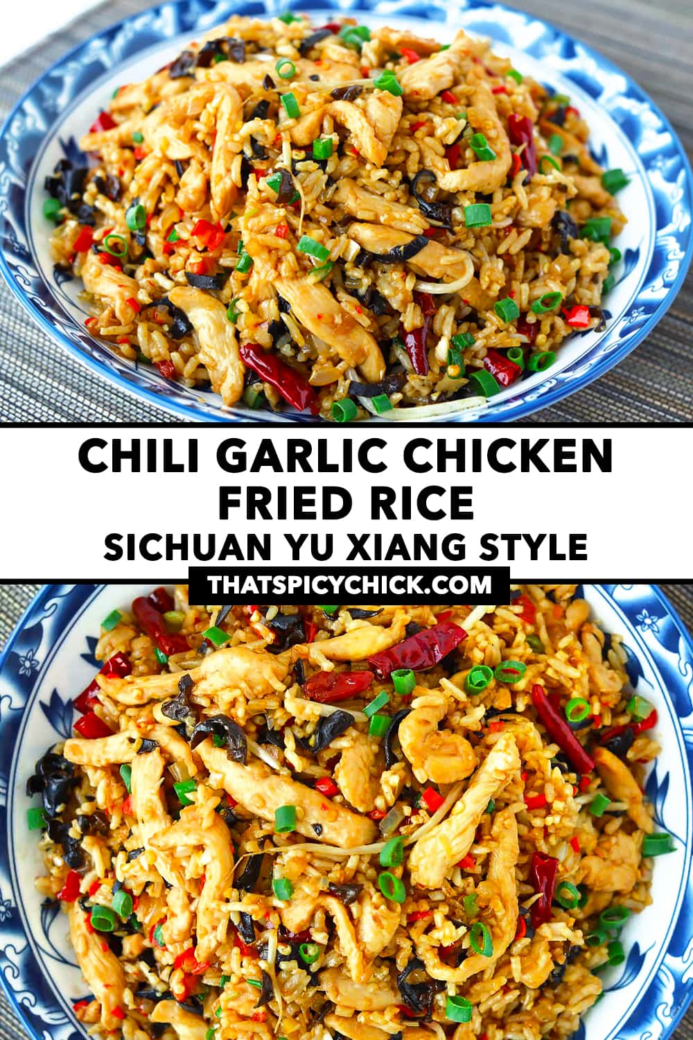 Sichuan Chili Garlic Chicken Fried Rice (Yu Xiang Style) - That Spicy Chick