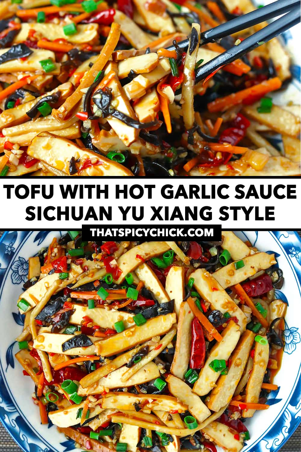 Tofu with Hot Garlic Sauce (Sichuan Yu Xiang Style) - That Spicy Chick