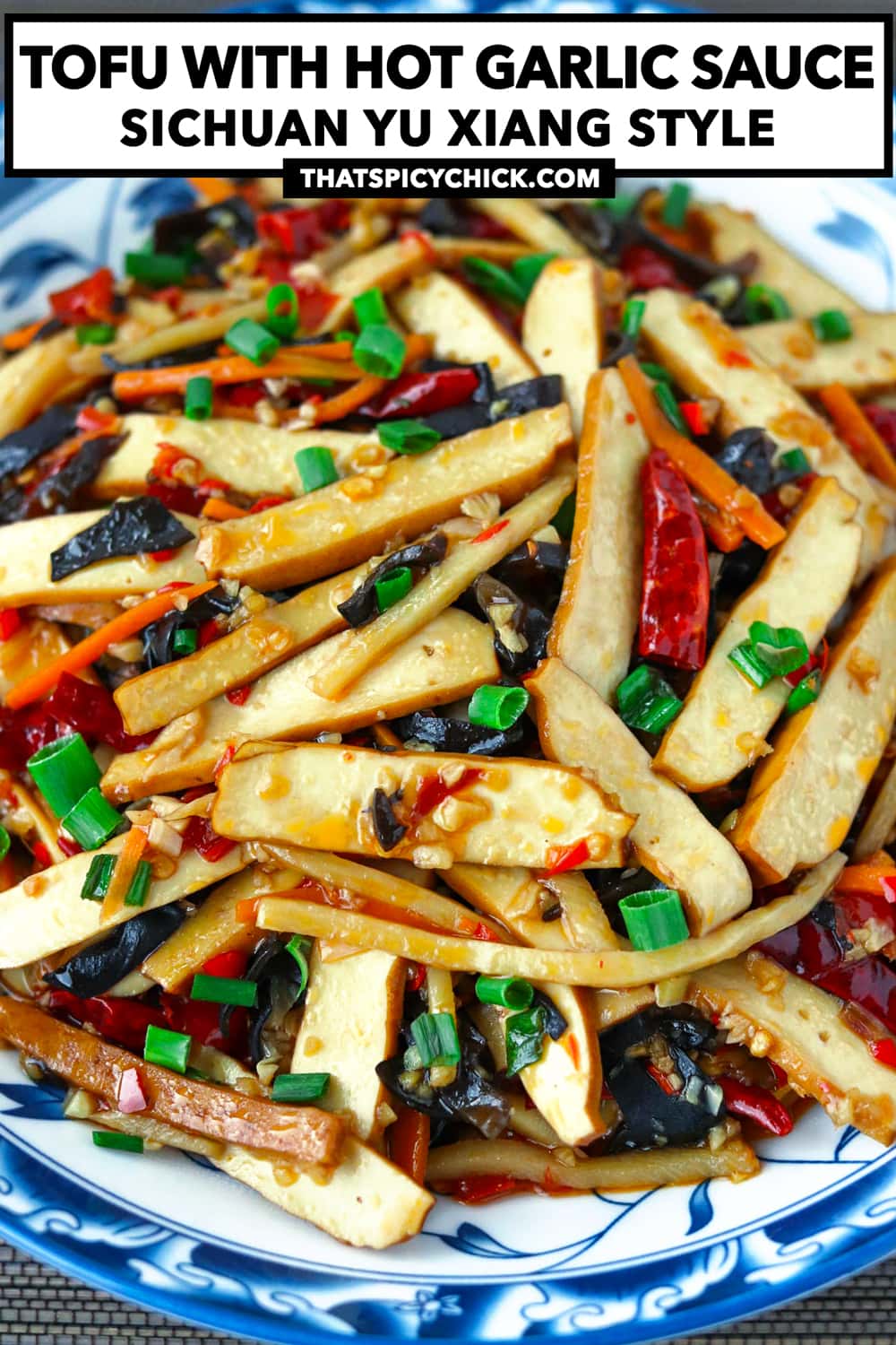 Tofu with Hot Garlic Sauce (Sichuan Yu Xiang Style) - That Spicy Chick