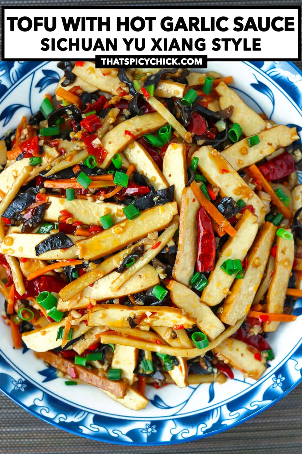 Tofu with Hot Garlic Sauce (Sichuan Yu Xiang Style) - That Spicy Chick