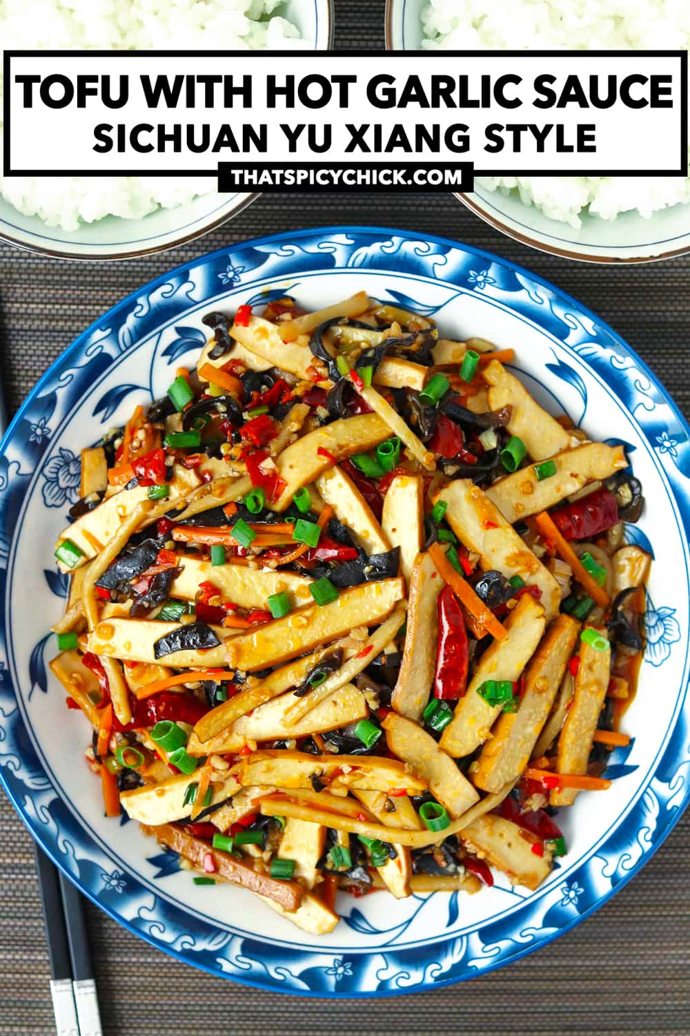 Tofu with Hot Garlic Sauce (Sichuan Yu Xiang Style) - That Spicy Chick