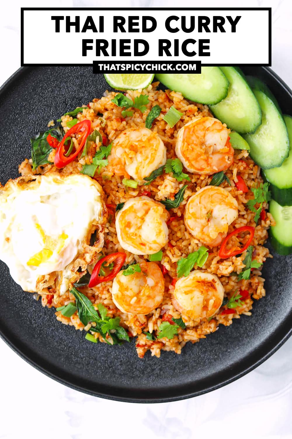 Thai Red Curry Fried Rice (with Juicy Shrimp!) - That Spicy Chick