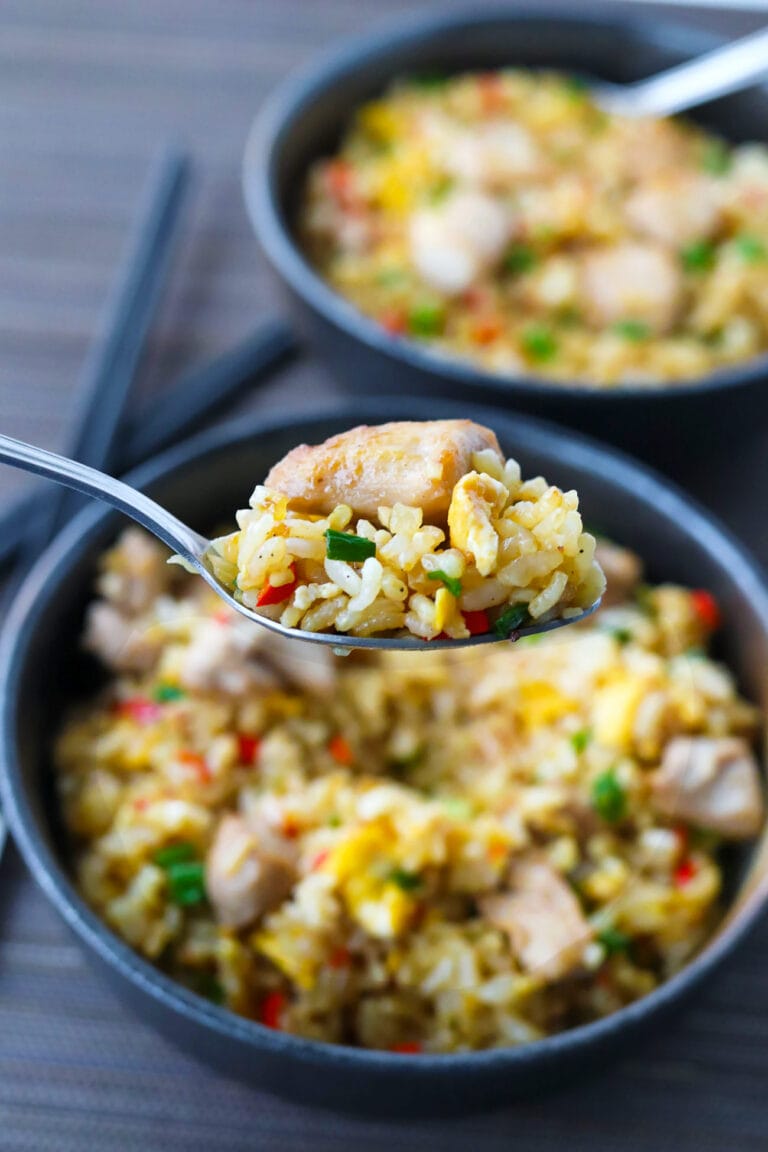 Japanese Chicken Fried Rice (Yakimeshi) - That Spicy Chick