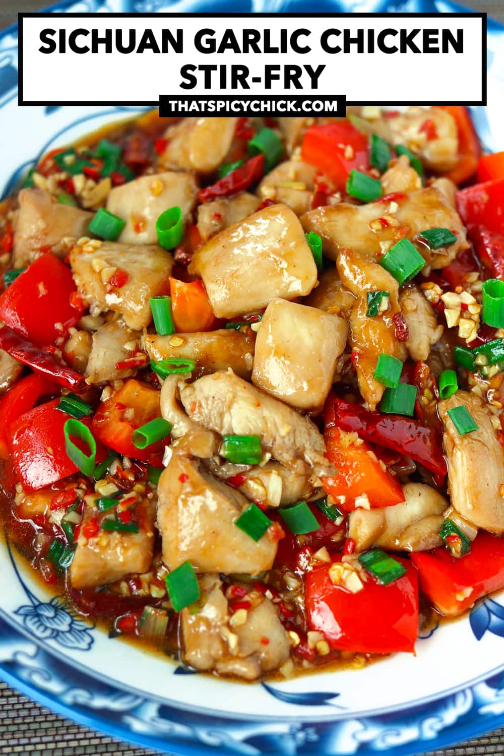 Sichuan Garlic Chicken Stir-fry - That Spicy Chick
