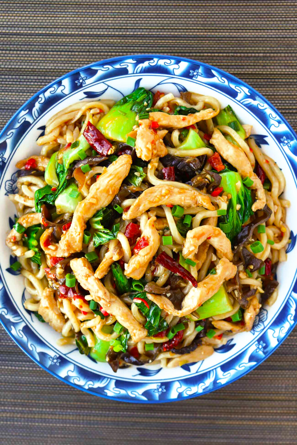 Chili Garlic Chicken Noodles (Sichuan Yu Xiang Style) - That Spicy Chick