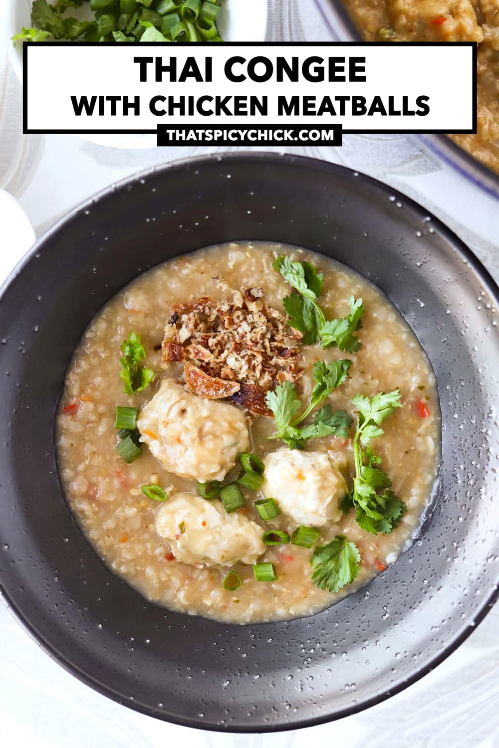Thai Congee with Chicken Meatballs - That Spicy Chick