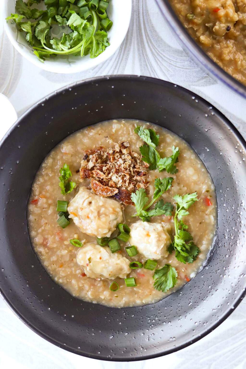 Thai Congee with Chicken Meatballs - That Spicy Chick
