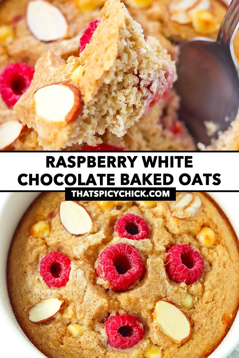 Raspberry White Chocolate Baked Oats - That Spicy Chick
