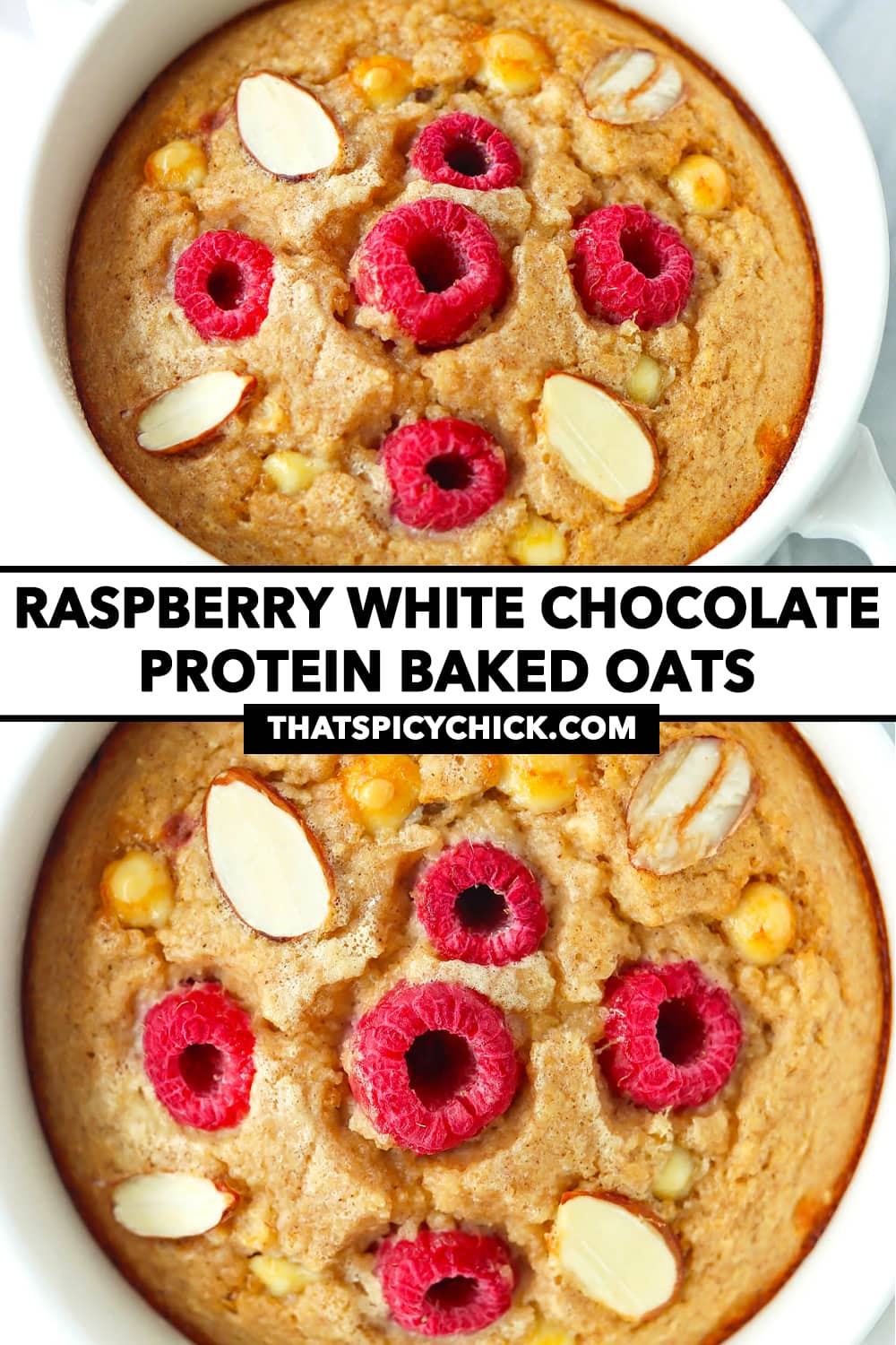 Raspberry White Chocolate Baked Oats - That Spicy Chick