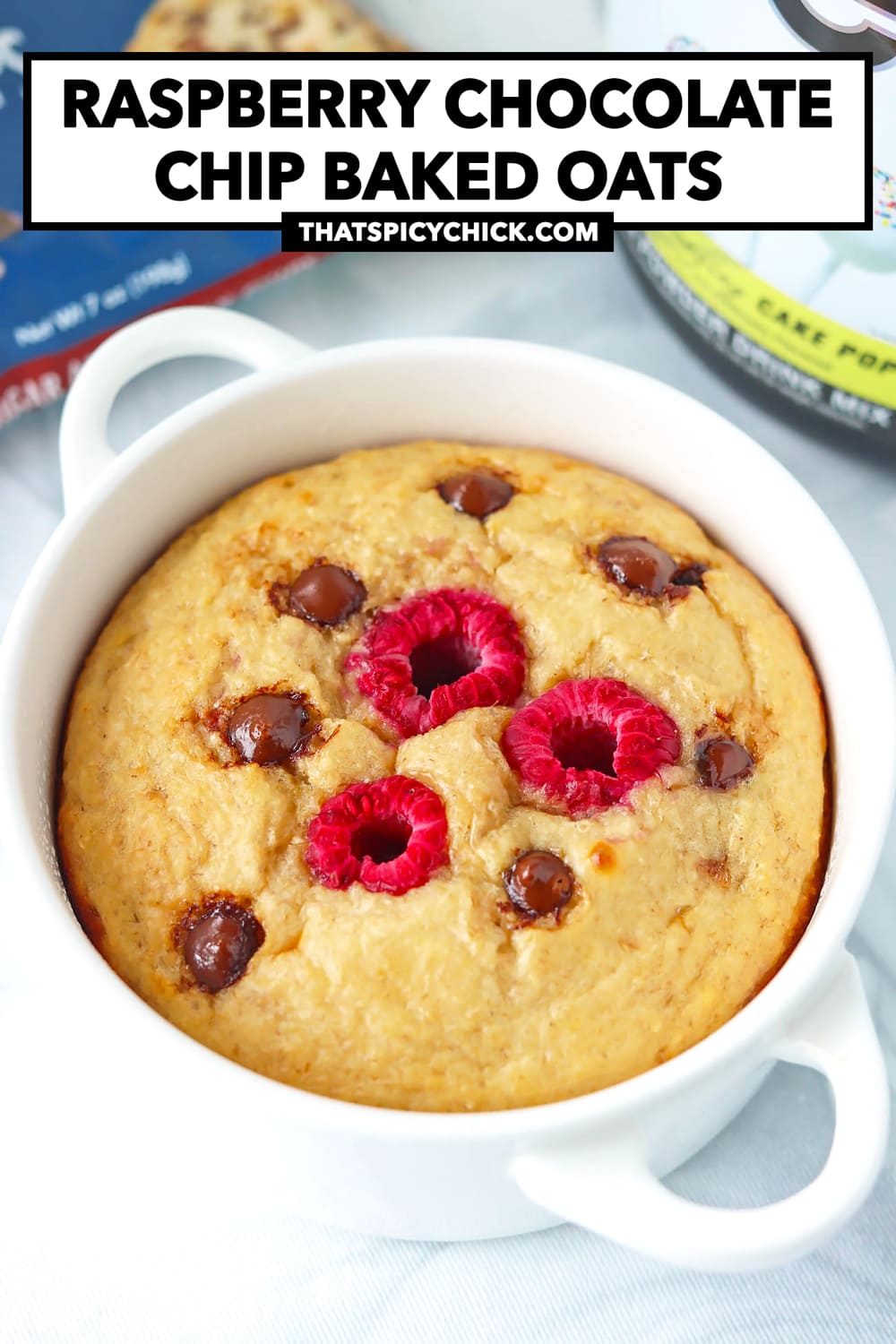 Raspberry Chocolate Chip Baked Oats - That Spicy Chick