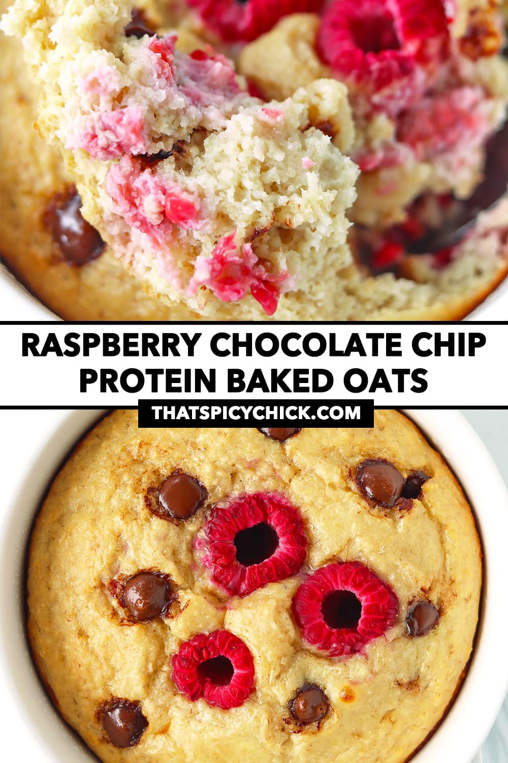 Raspberry Chocolate Chip Baked Oats - That Spicy Chick