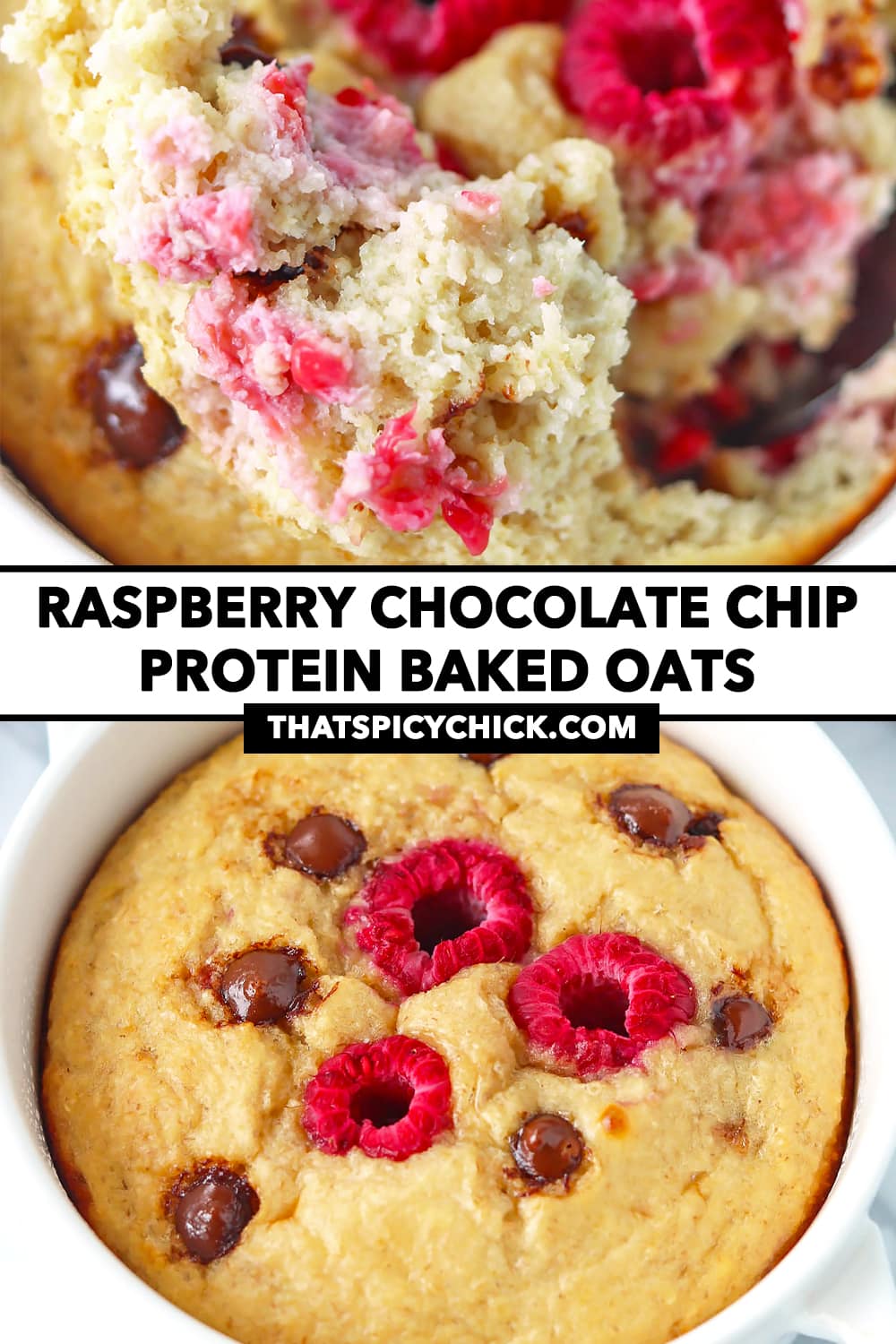 Raspberry Chocolate Chip Baked Oats - That Spicy Chick