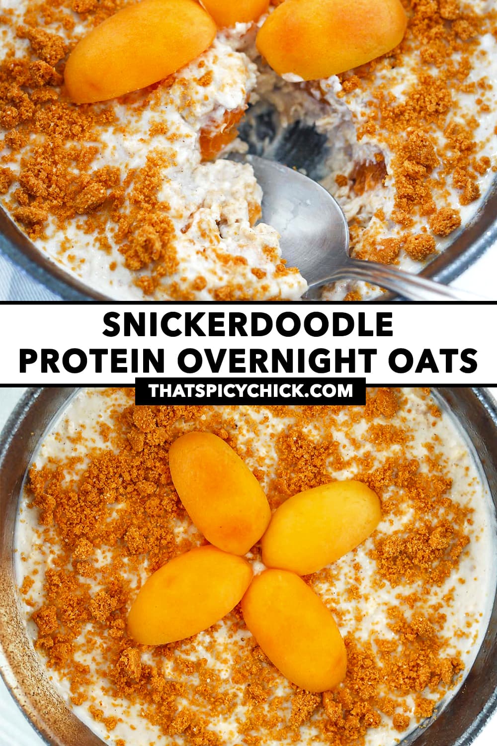 Snickerdoodle Protein Overnight Oats (34 grams protein!) - That Spicy Chick