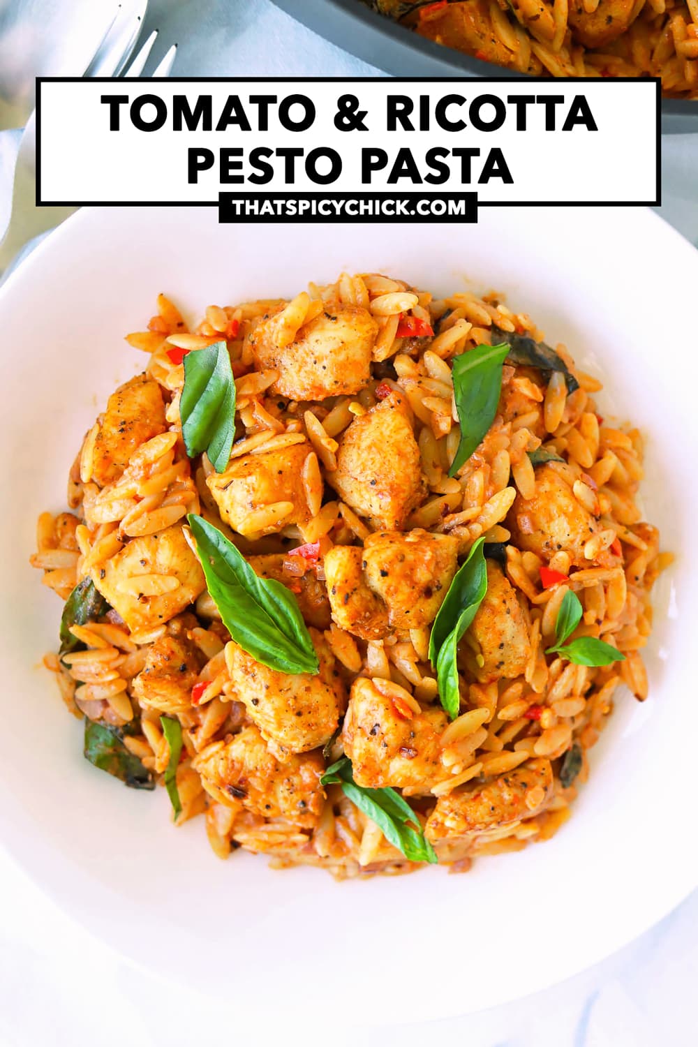 Tomato Ricotta Pesto Pasta - That Spicy Chick