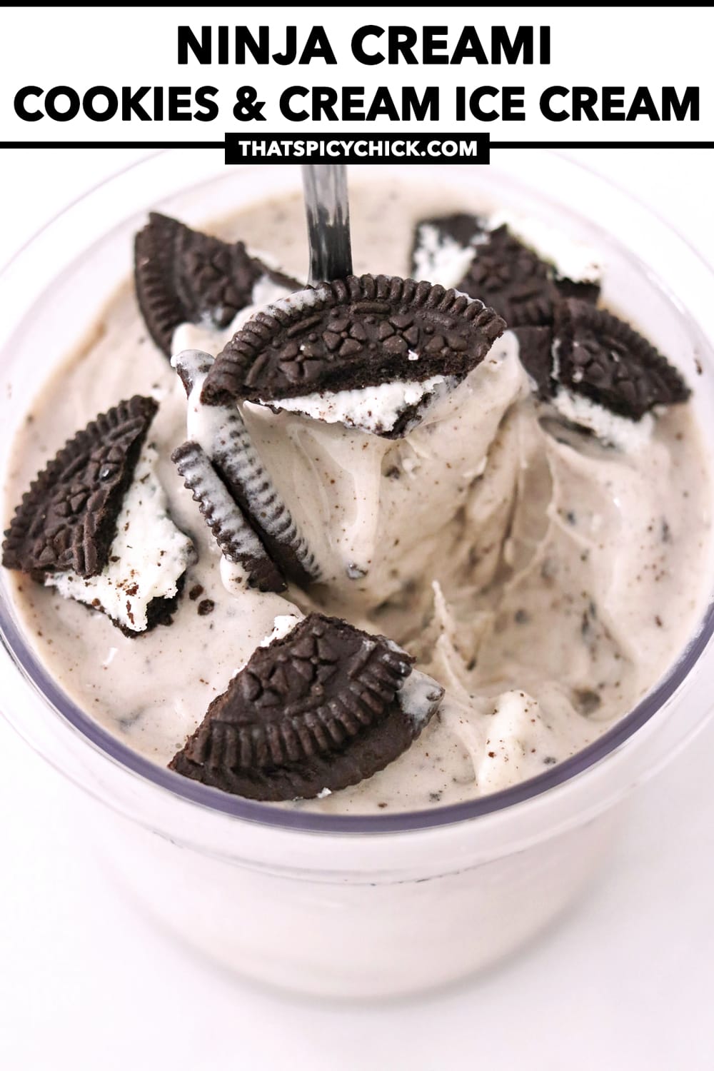 Ninja Creami Cookies and Cream Protein Ice Cream - That Spicy Chick