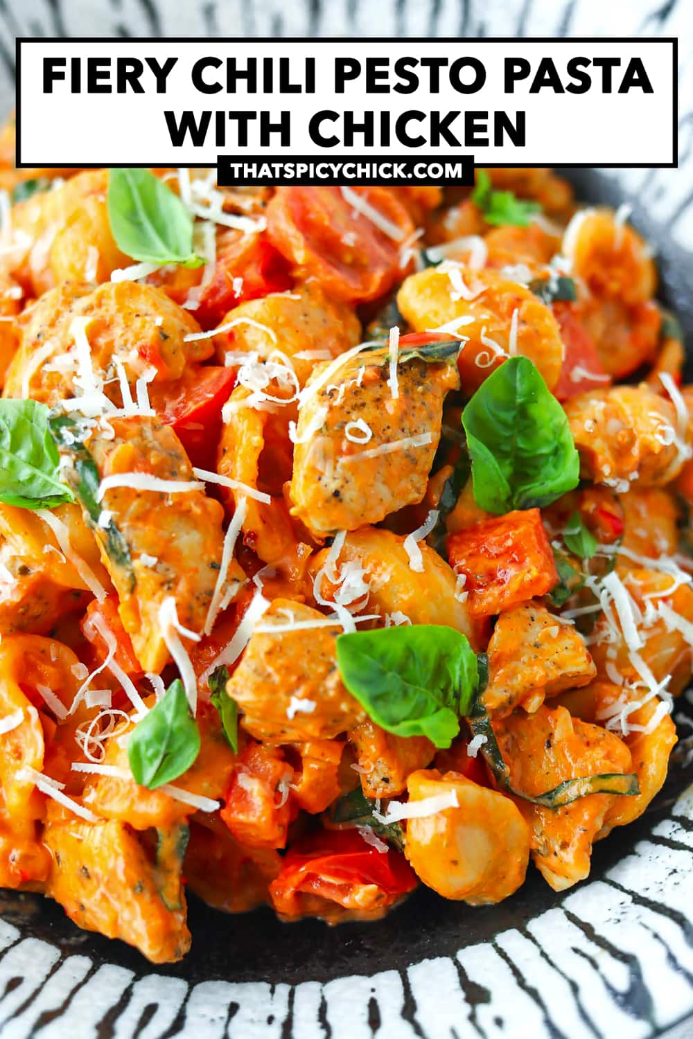 Fiery Chili Pesto Pasta with Chicken - That Spicy Chick