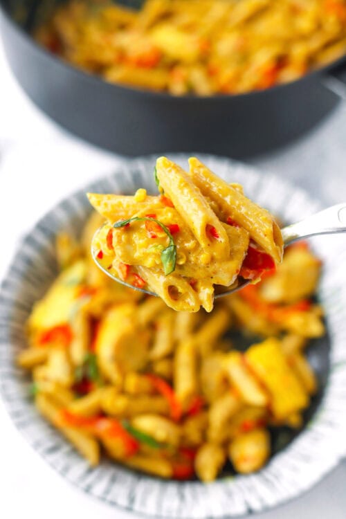 Creamy Chicken Curry Pasta with Thai Curry Paste - That Spicy Chick