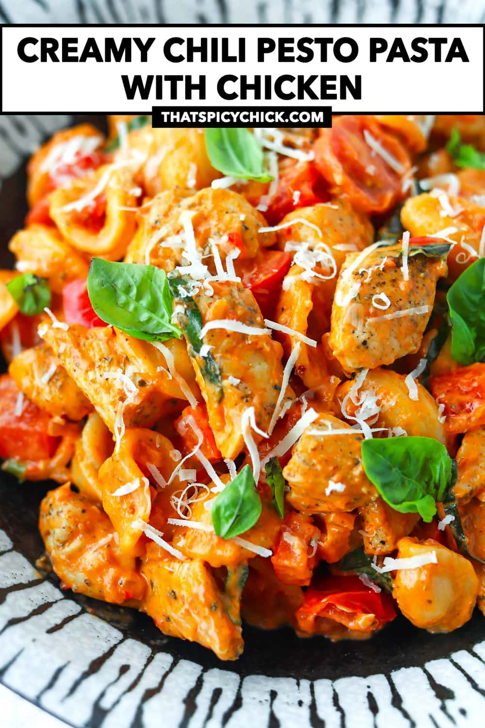 Fiery Chili Pesto Pasta with Chicken - That Spicy Chick
