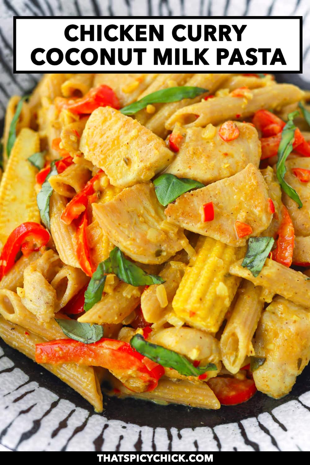 Creamy Chicken Curry Pasta with Thai Curry Paste - That Spicy Chick