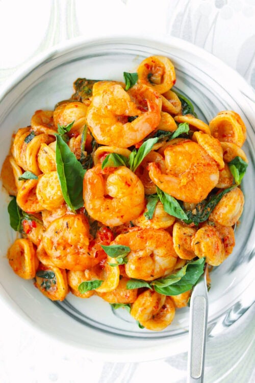 Spicy Nduja Pasta with Shrimp (Pasta con 'Nduja) - That Spicy Chick